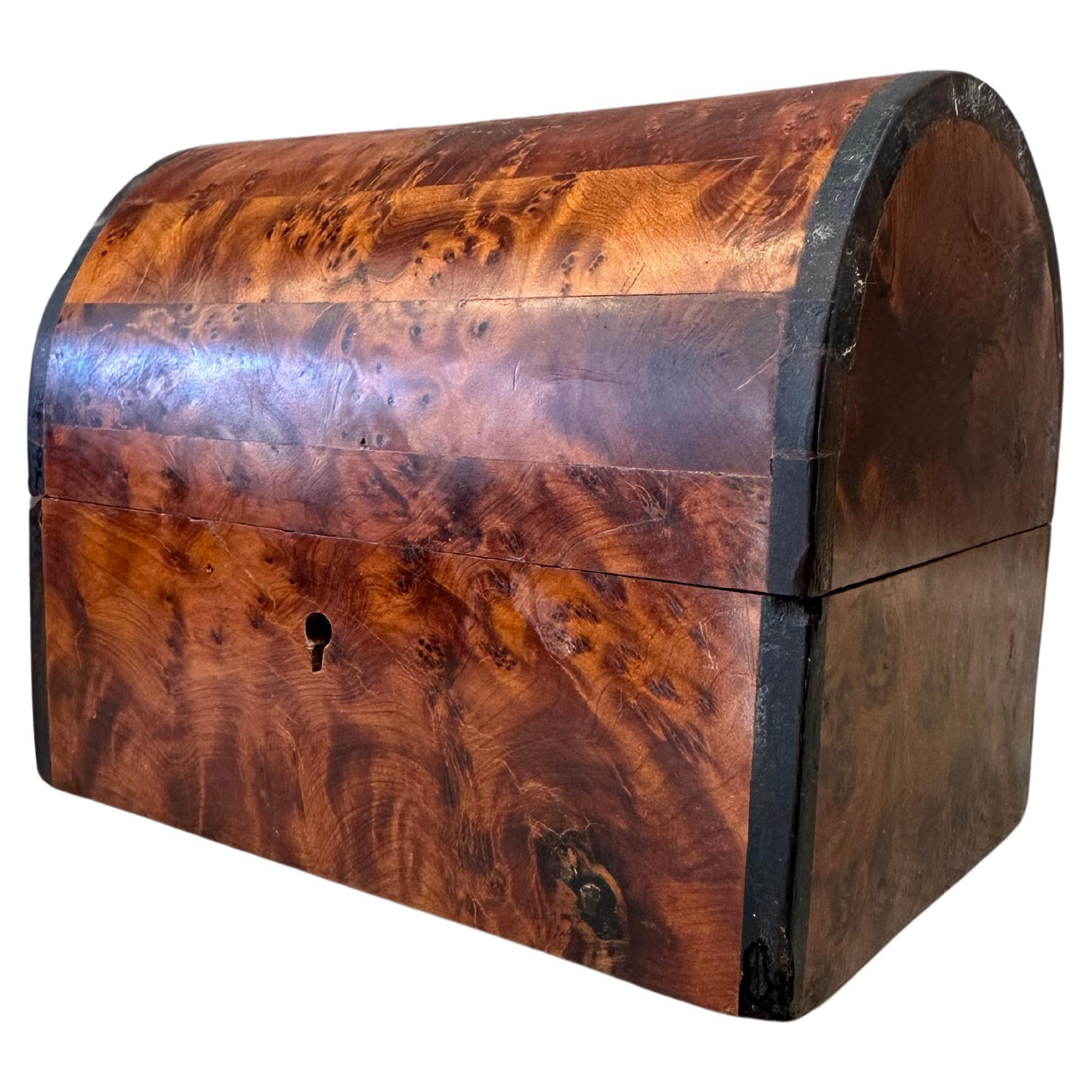 Late 19th Century French Dome-Top Burled Amboyna and Ebony Box with ...
